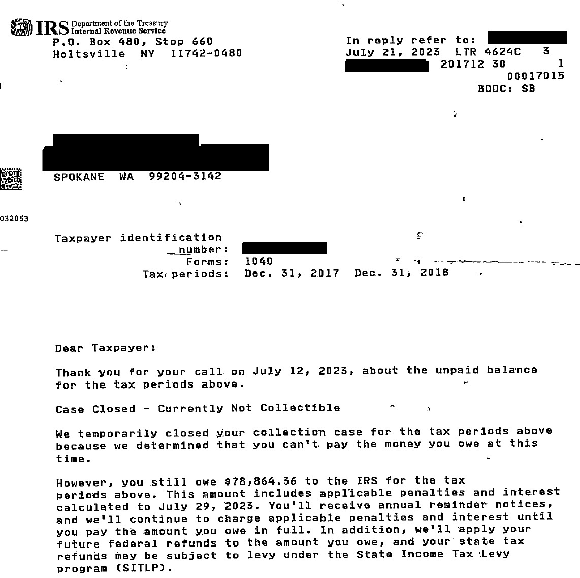 How to get Currently Not Collectible status from the IRS?